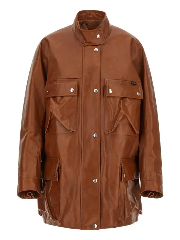 Prada Antiqued Leather Caban - Brown