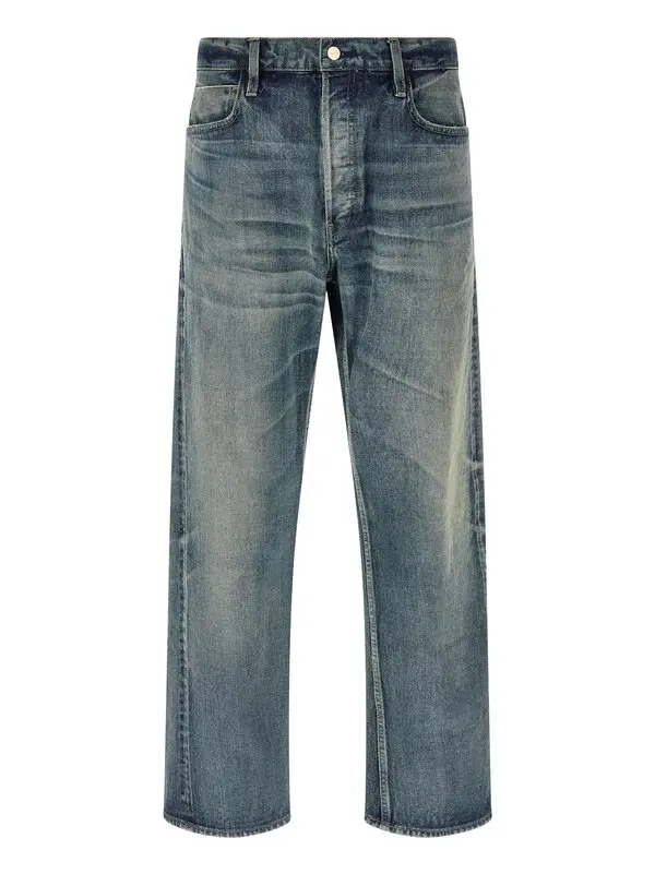 Fear Of God Stone Washed Straight Leg Jeans - Light Blue