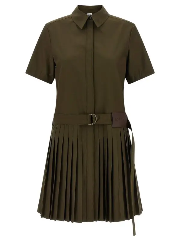 Loewe Pleated Chemisier Dress - Green