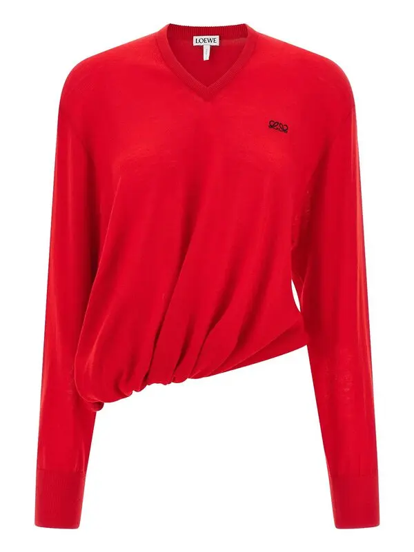 Loewe Asymmetrical Cut Sweater - Red