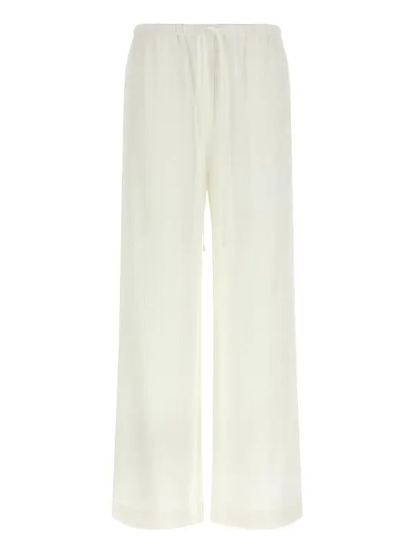 TOTEME Raised Stripe Viscose And Linen Blend Pants - White