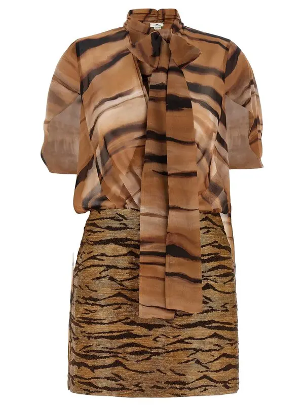 Elisabetta Franchi Animal Print Mini Dress - Brown