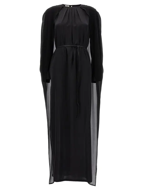 DI.LA3 PARI' Di.la3 Pari Silk Cape Dress - Black