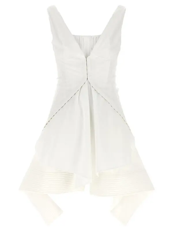Alexander McQueen Striped Cotton Poplin Day Dress - White