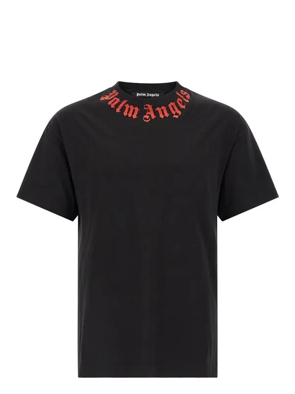 Palm Angels Neck Logo' T-shirt - Black