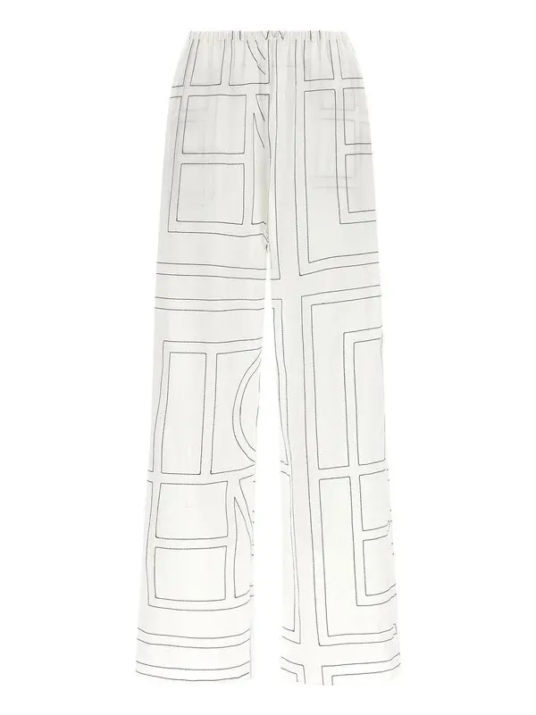 TOTEME Embroidered Monogram Trousers - White/black