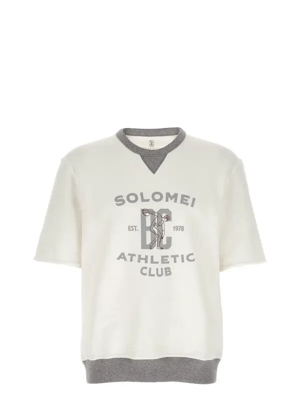 Brunello Cucinelli Short Sleeved Mélange Sweatshirt - White