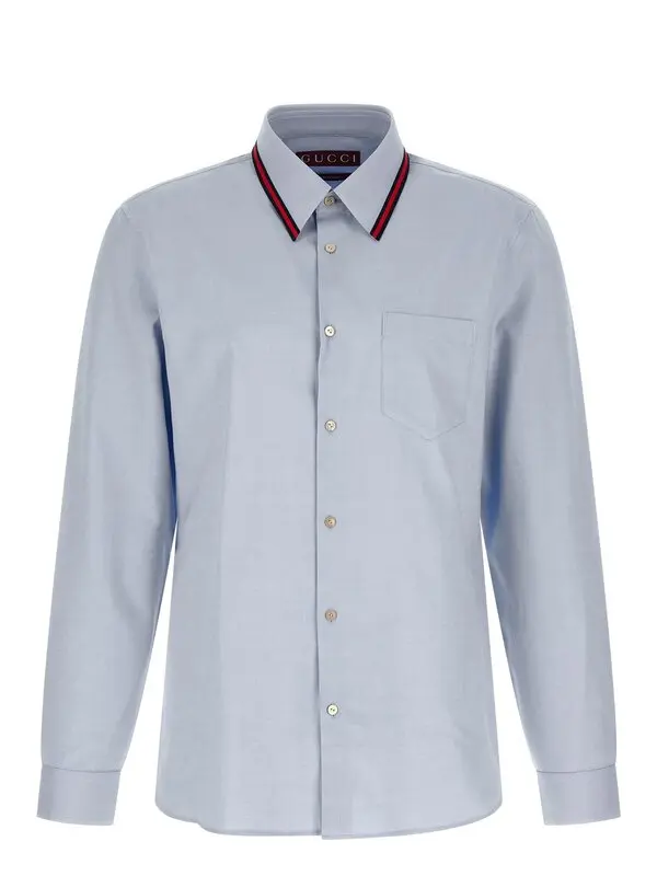 Gucci Web' Collar Shirt - Light Blue