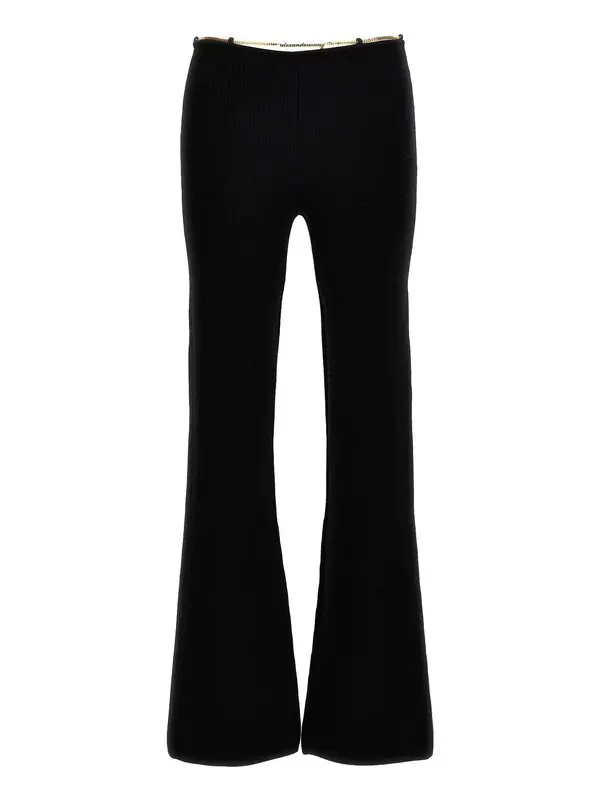 Alexander Wang Gold Nameplate Chain Wool Blend Pants - Black