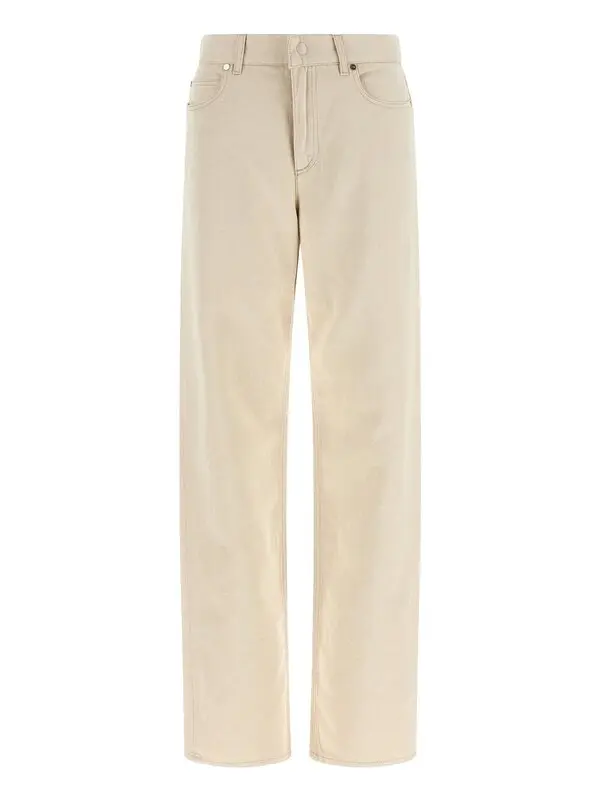 Fendi Ff Reverse Cotton Denim Jeans - Beige