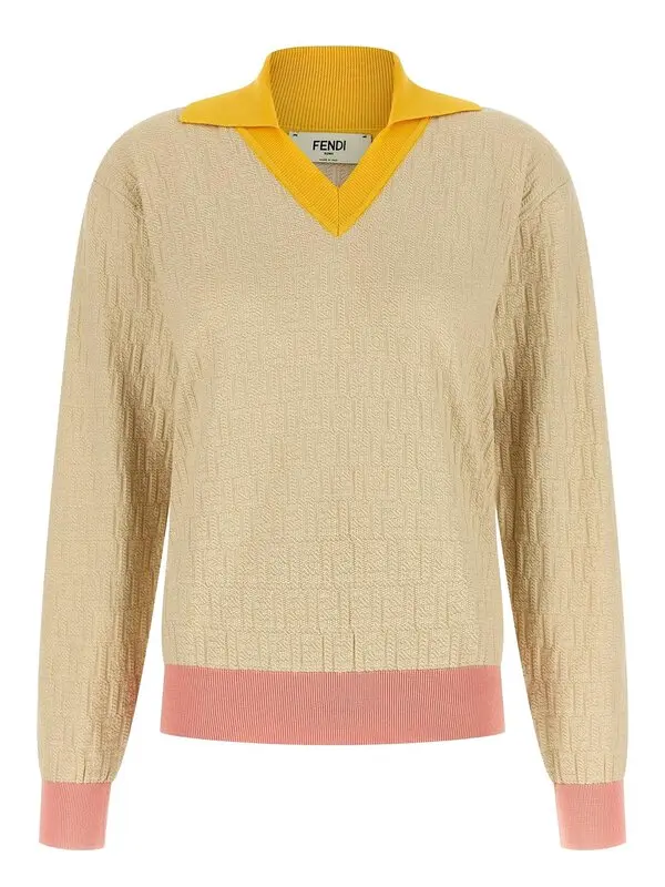 Fendi Ff Jacquard Sweater - Beige
