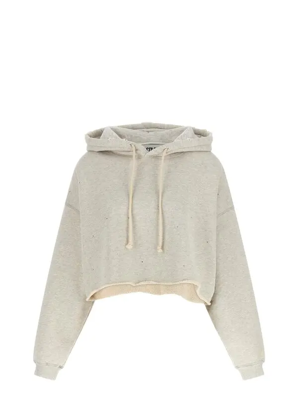 GOLDEN GOOSE Crystal-embellished Cotton Hoodie - Gray