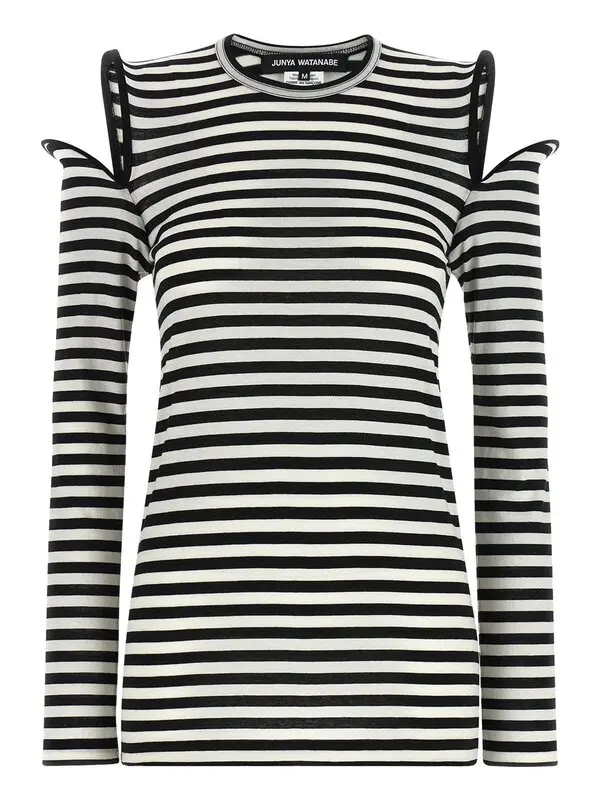 Junya Watanabe Sculptural Shoulder Striped T-shirt - White/black