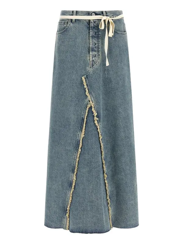 MAISON MARGIELA Raw Hem Denim Skirt - Light Blue
