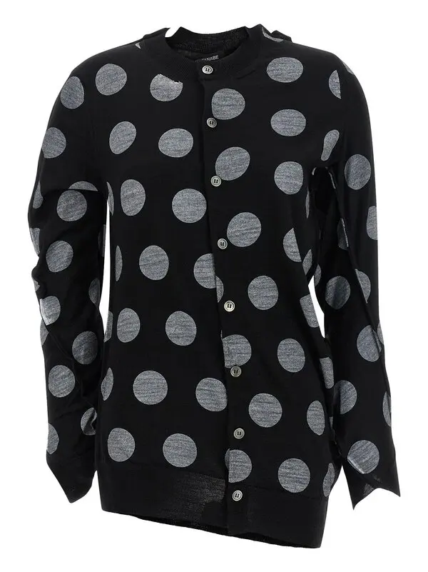 Junya Watanabe Polka Dot Maxi Cardigan - White/black