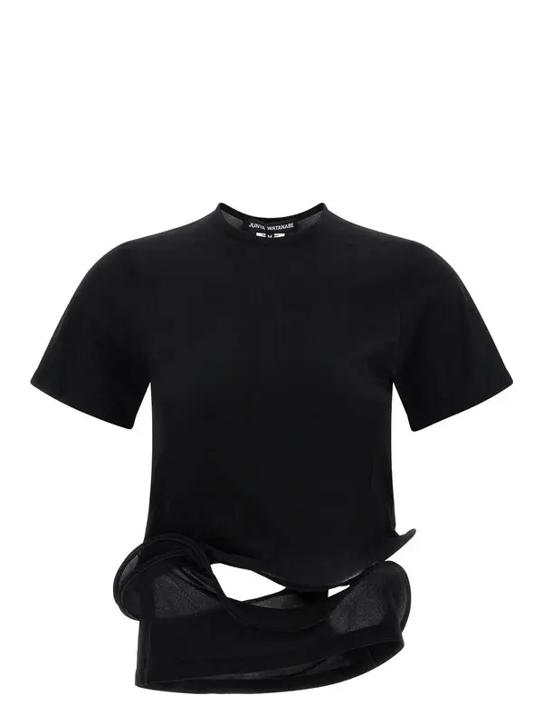 Junya Watanabe Sculptural Background Crêpe T-shirt - Black