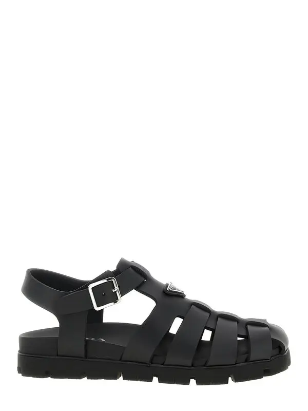 Prada Rubber Cage Sandals - Black