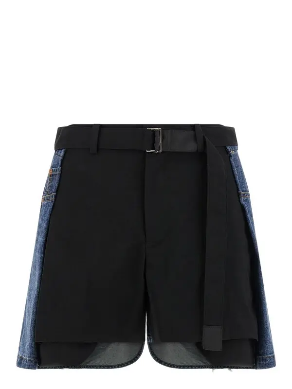 Sacai Wool Insert Denim Shorts - Multi