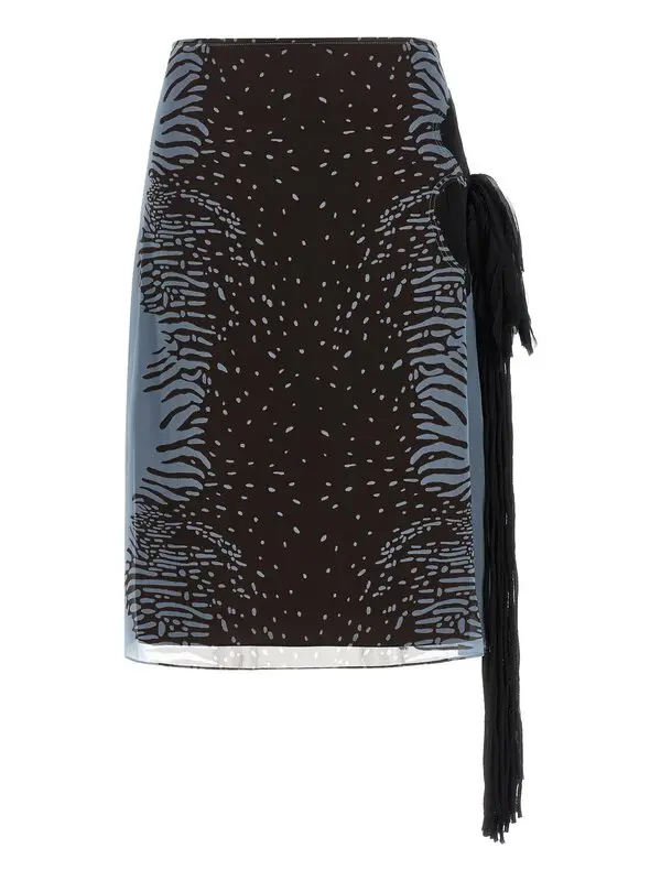 FERRAGAMO Animal Print Silk Georgette Midi Skirt - Multi