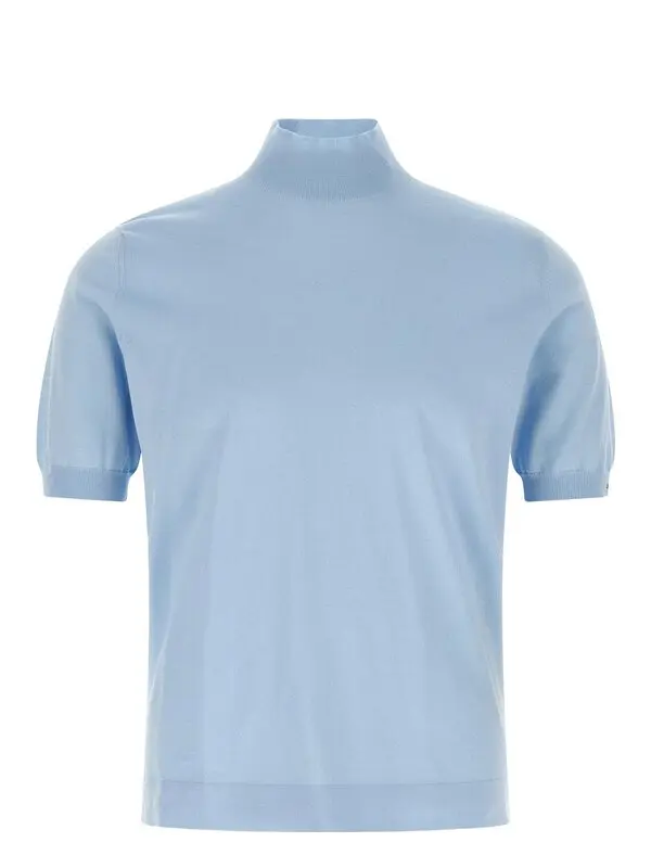 Prada Intarsio Logo Sweater - Light Blue