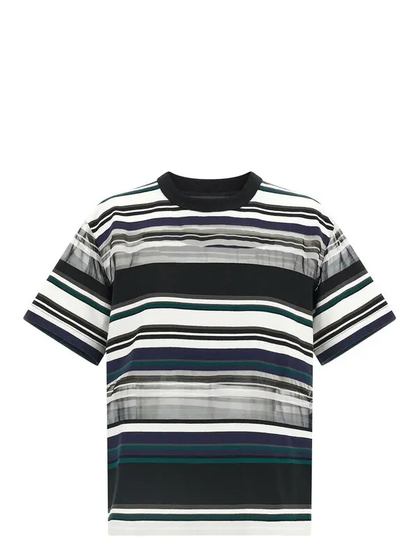Sacai Striped Organza Insert T-shirt - Multi