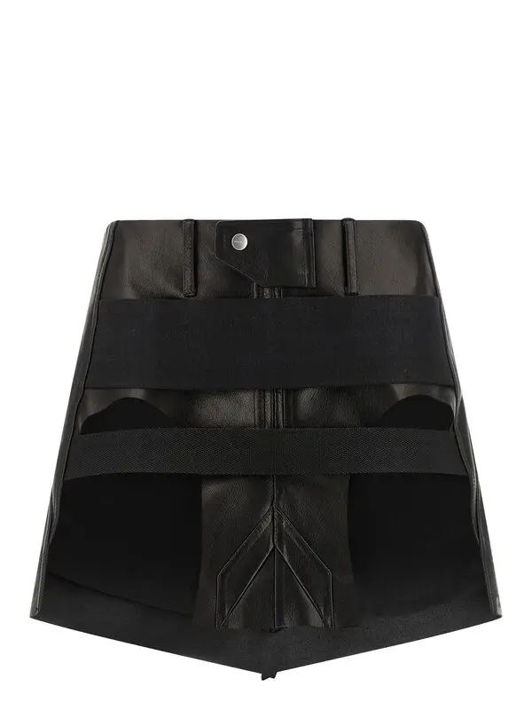 Rick Owens Temple Leather Mini Skirt - Black