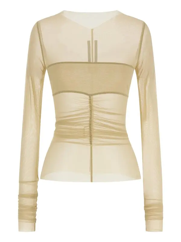 Rick Owens Temple Semi-transparent Stretch Nylon Tulle Top - Beige
