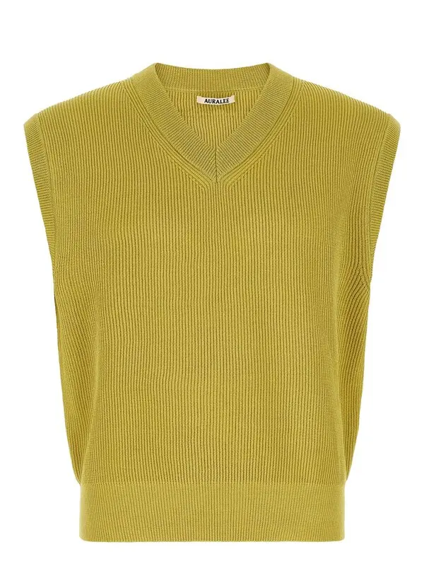 Auralee Ribbed Knit Vest - Yellow