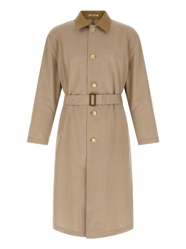 Auralee Wool Max Canvas Coat - Beige