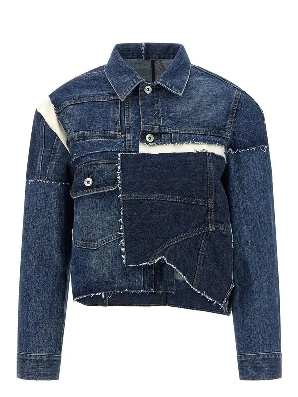 Sacai Patchwork Denim Jacket - Blue