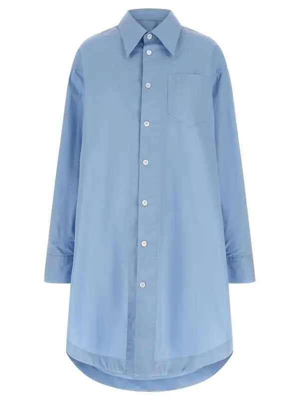 AMI Paris De Coeur Cotton Poplin Shirt Dress - Light Blue