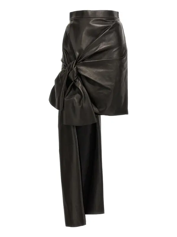 Alexander McQueen Maxi Bow Leather Skirt - Black