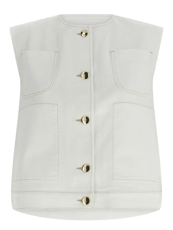 Fabiana Filippi Cotton Denim And Knit Vest - White