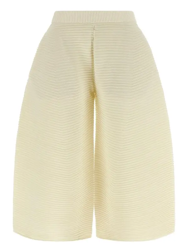 Issey Miyake Corrugated Knit Cropped Pants - White