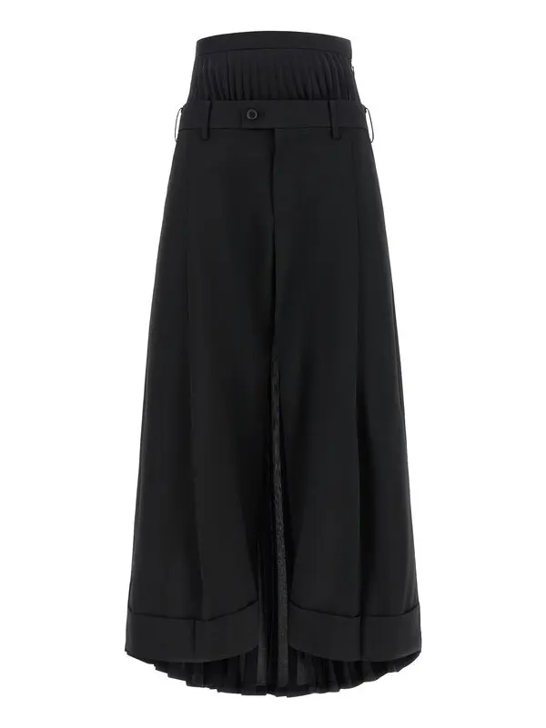 Junya Watanabe Pleated Wool Blend Trousers - Black