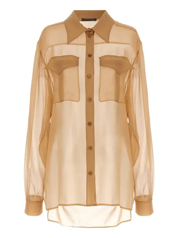 Alberta Ferretti Silk Chiffon Shirt - Beige