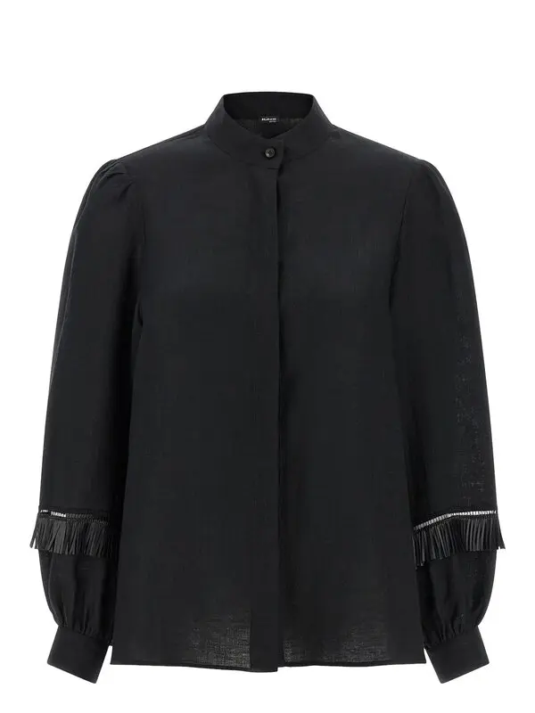 Kiton Fringed Shirt - Black