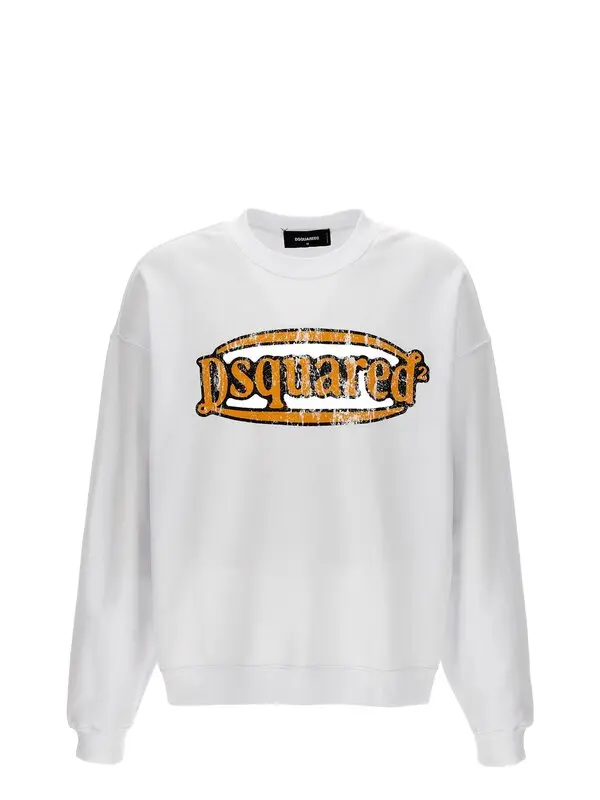 Dsquared2 Logo Print Fleece Sweatshirt - White