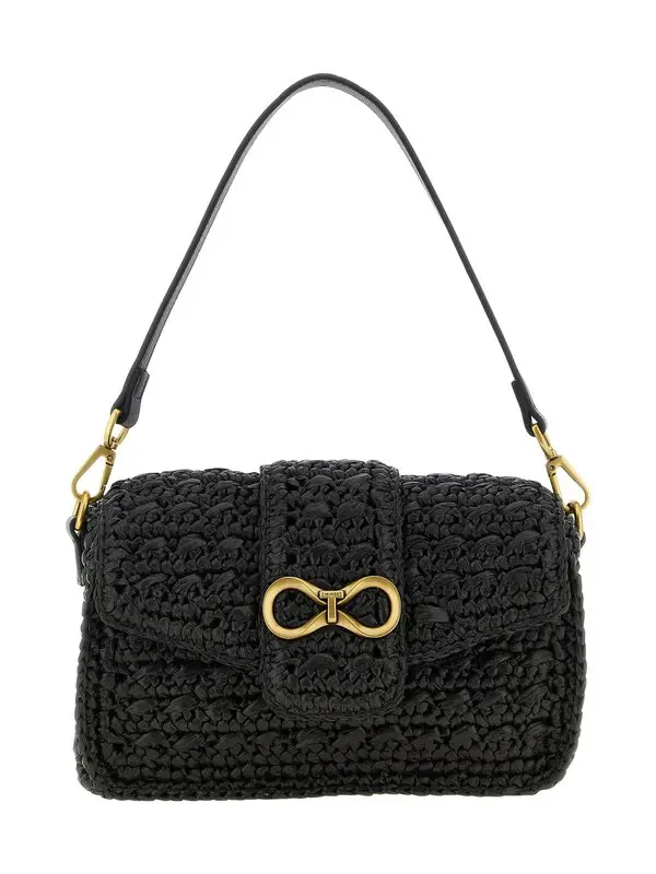 Twin-set Raffia Crossbody Bag - Black