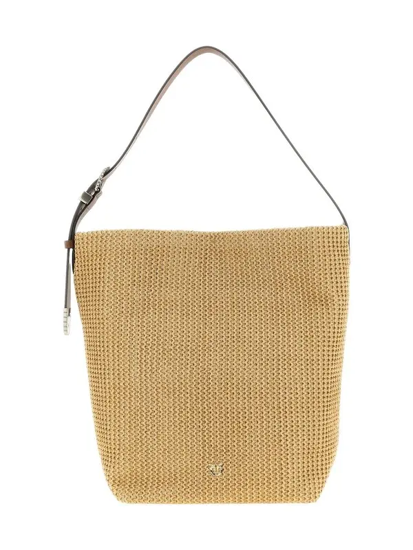 Pinko Raffia Bucket Bag - Beige