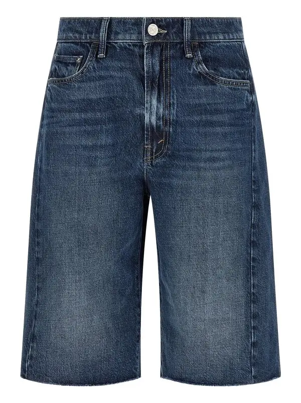 MOTHER The Half-pipe Bermuda Fray Denim Shorts - Blue