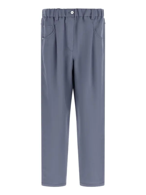 Brunello Cucinelli Viscose And Linen Fluid Twill Baggy Pants - Blue