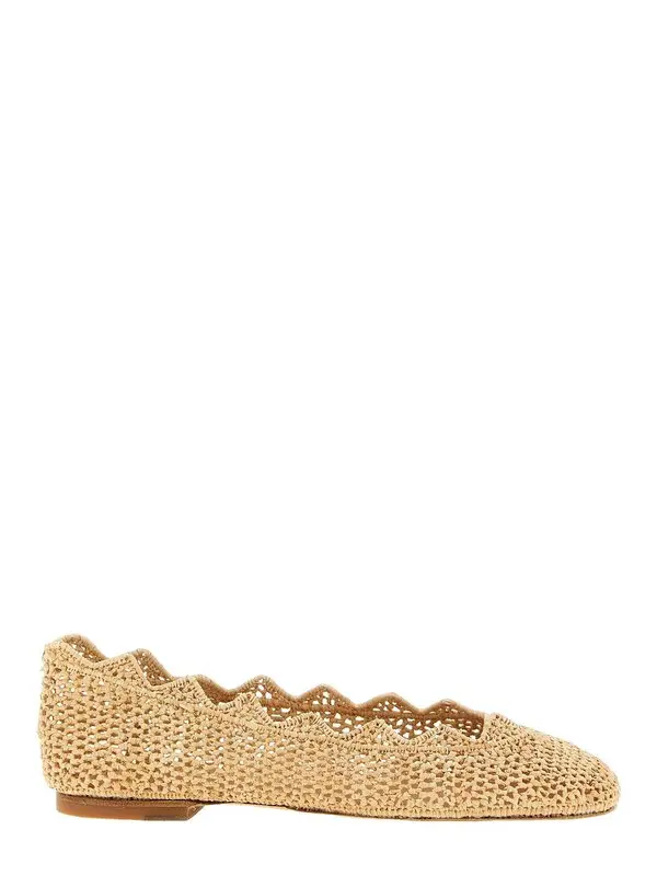 ODISSI Harper Woven Raffia Ballet Flats - Beige