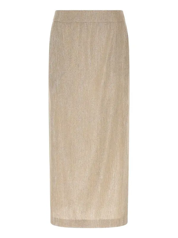 Peserico Lamé Thread Midi Skirt - Beige