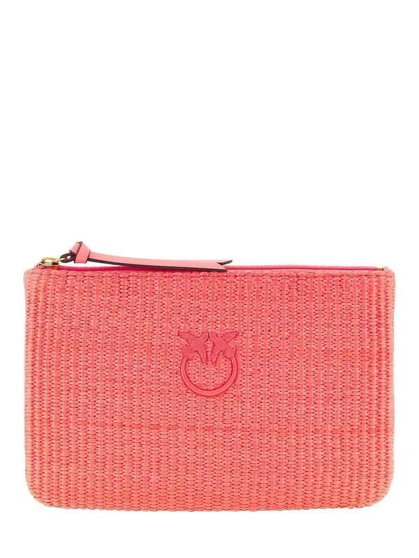 Pinko Raffia Clutch Bag - Fuchsia