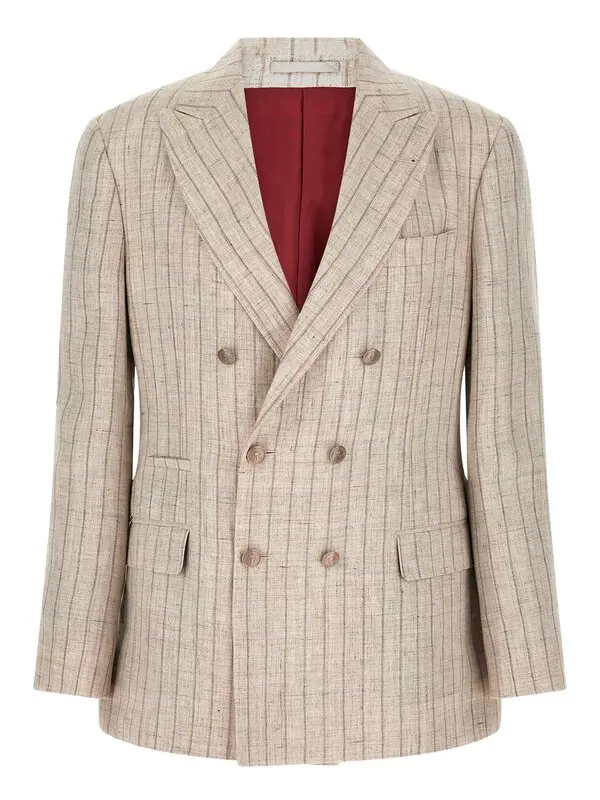 Brunello Cucinelli Pinstripe Twill Blazer - Gray
