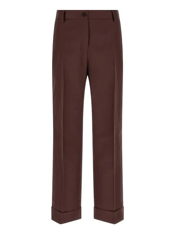 Alberto Biani Charlie Viscose And Linen Blend Trousers - Brown