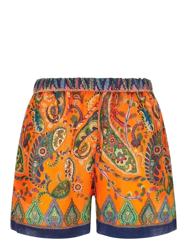 Etro Ramie Shorts - Orange