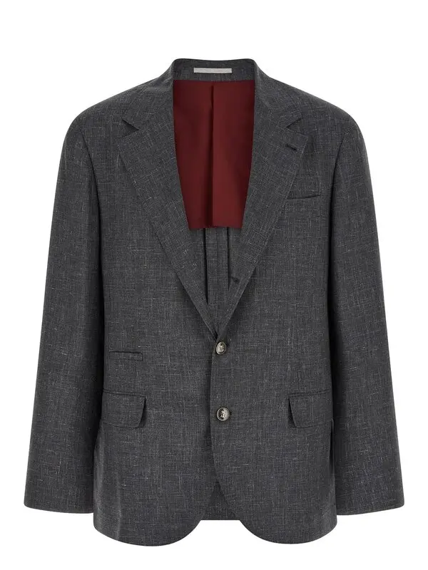 Brunello Cucinelli Blazer Flamed Canvas Blazer - Gray