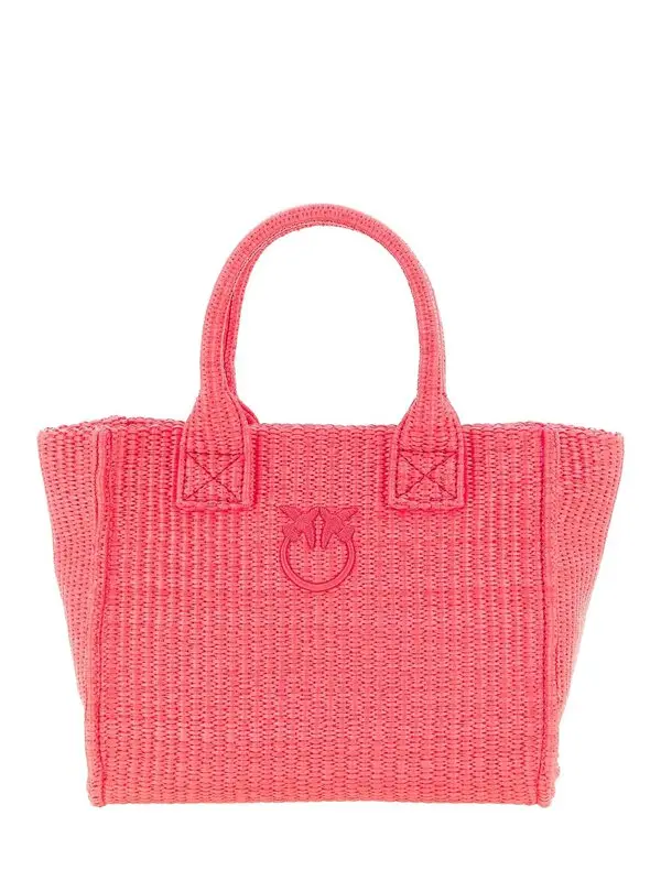 Pinko Raffia Mini Shopping Bag - Fuchsia